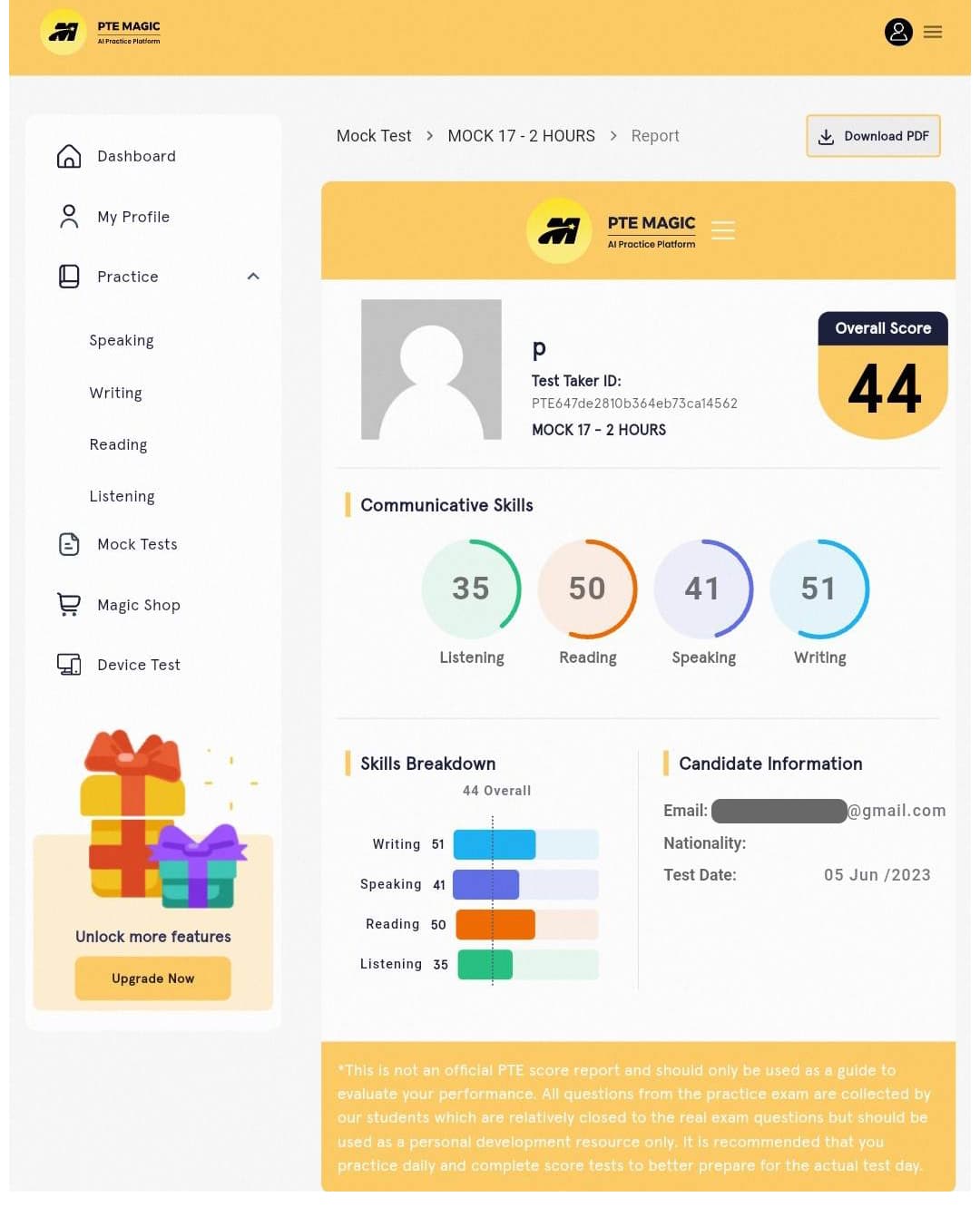 Ôn luyện thi PTE với PTE Magic AI Practice App